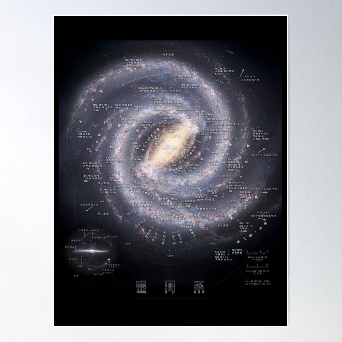 **Chinese** Milky Way Map Hd (在中文里) 银河系地图 Poster Wall Art, Modern Wall ...