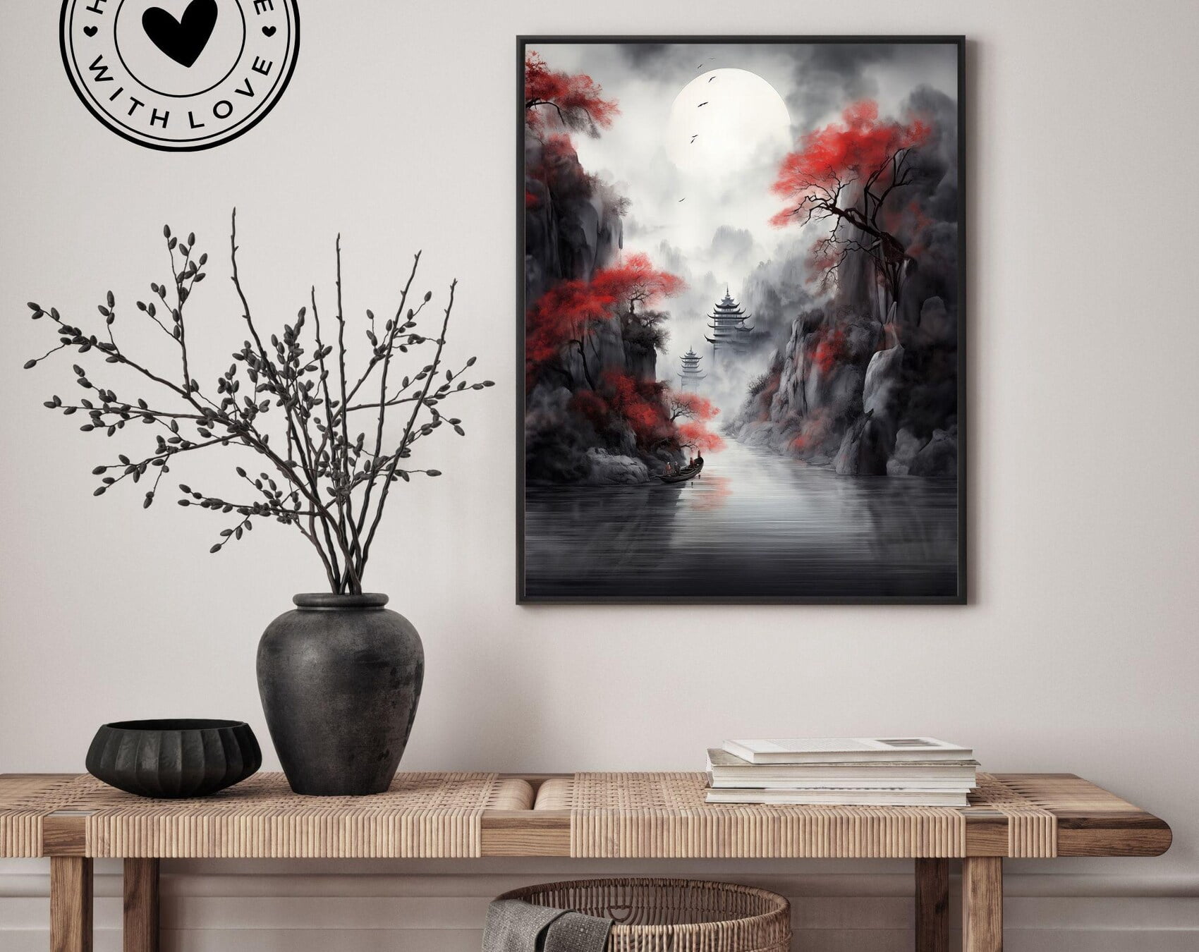 Chinese Monochrome Watercolor Dreamscape Poster Wall Art Asian ...