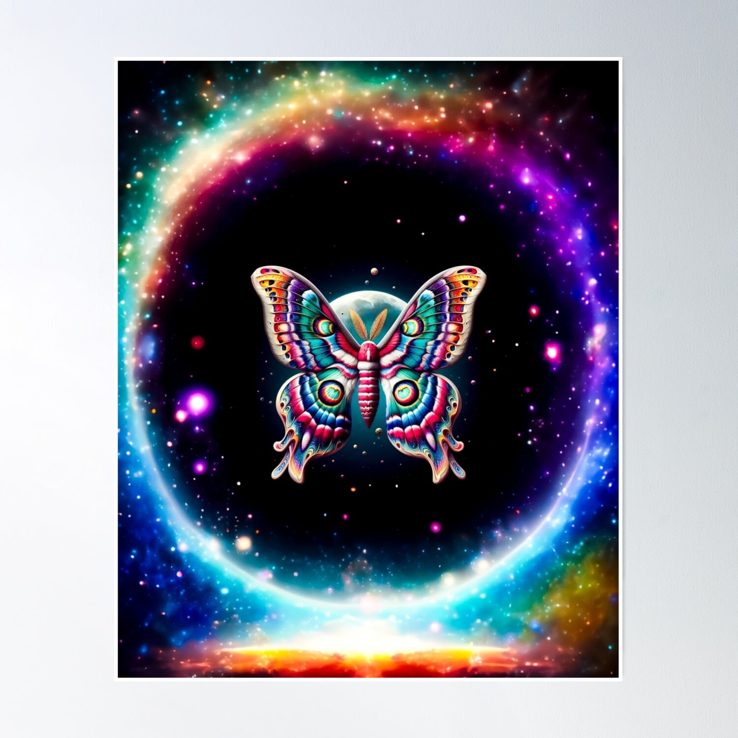 Chinese Moon Moth - Cosmos Poster Wall Art, Modern Wall Decor, 8x12 ...