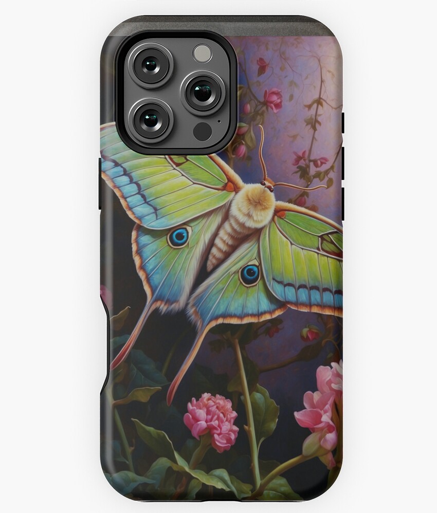 Chinese Moon Moth in Garden AI Art N5629 Phone Case for iPhone 17 16 15 ...