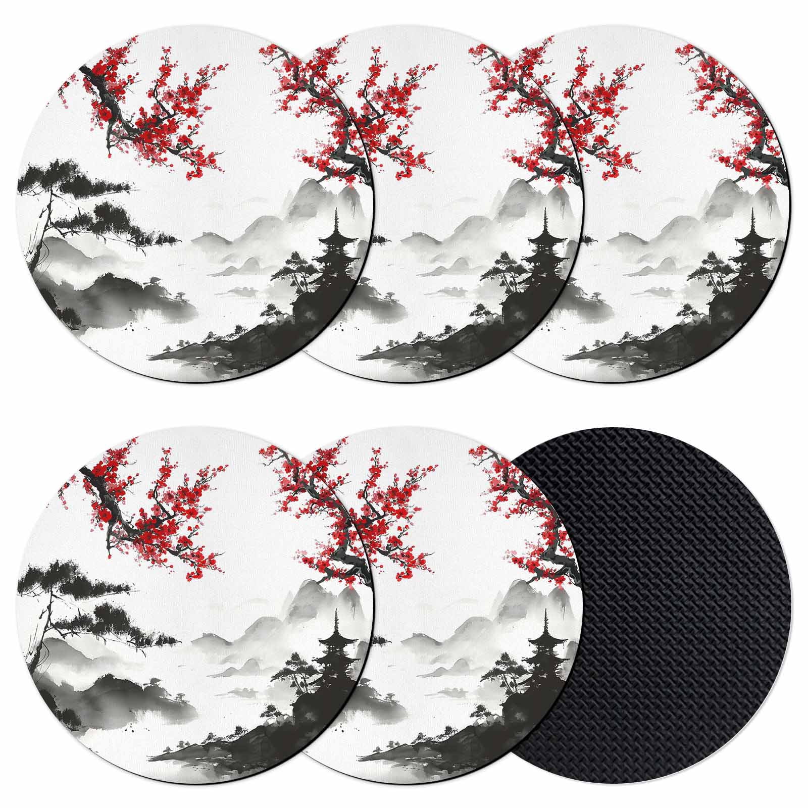 Chinese Mountain Coasters Set of 6, Absorbent Coasters for Drinks ...