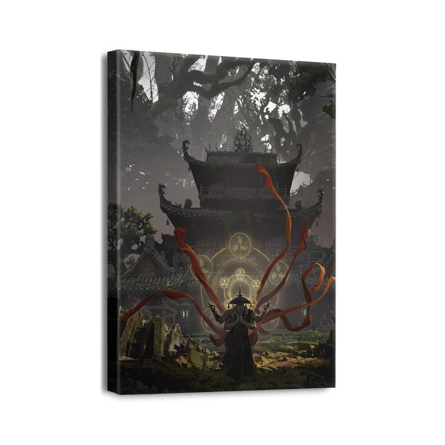 Chinese Myth Sun Wukong Canvas Wall Art Room Decor Ancient Buildings ...