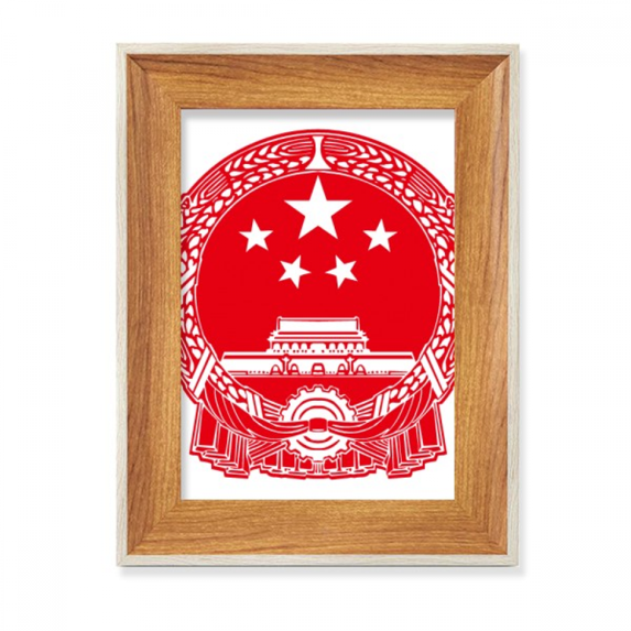 Chinese National Emblem Red Symbol Desktop Wooden Photo Frame Display ...