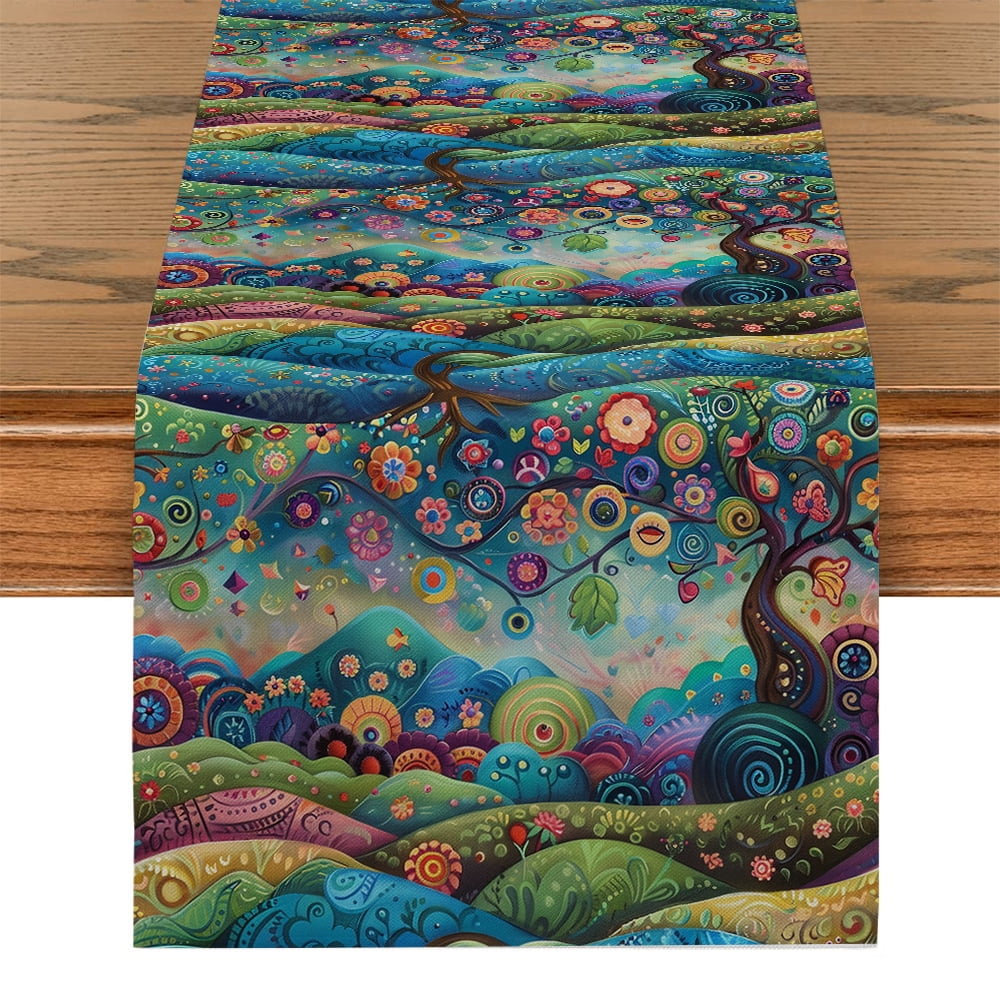 Chinese Nature Scenery Hills Rivers Table Runner Home Wedding ...