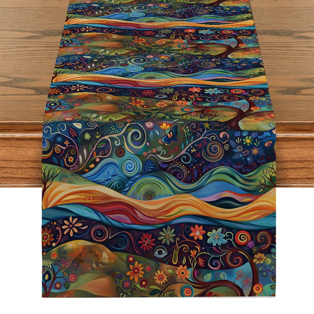 Chinese Nature Scenery Hills Rivers Table Runner Home Wedding ...