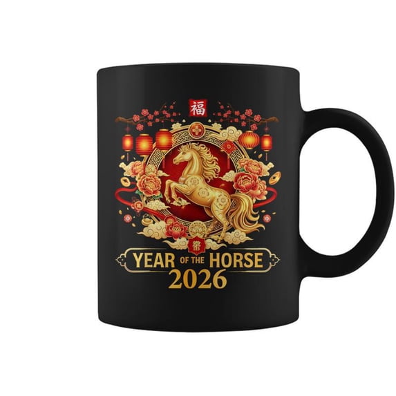 Chinese New Year 2026 Year Of The Horse Happy New Year 2026 Coffee Mugs ...