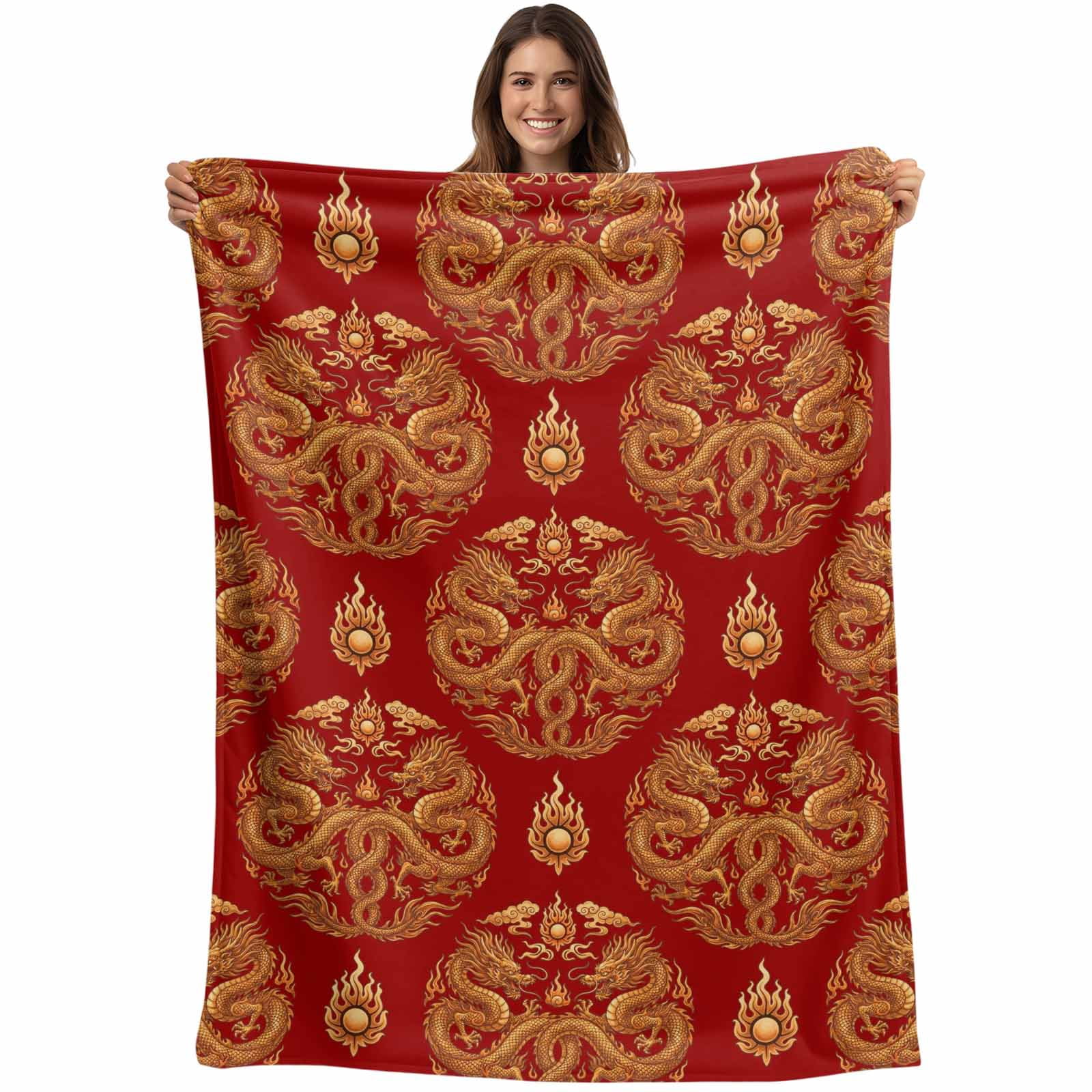 Chinese New Year Blanket Soft Cozy Warm Twin Blanket for Bed, Plush ...