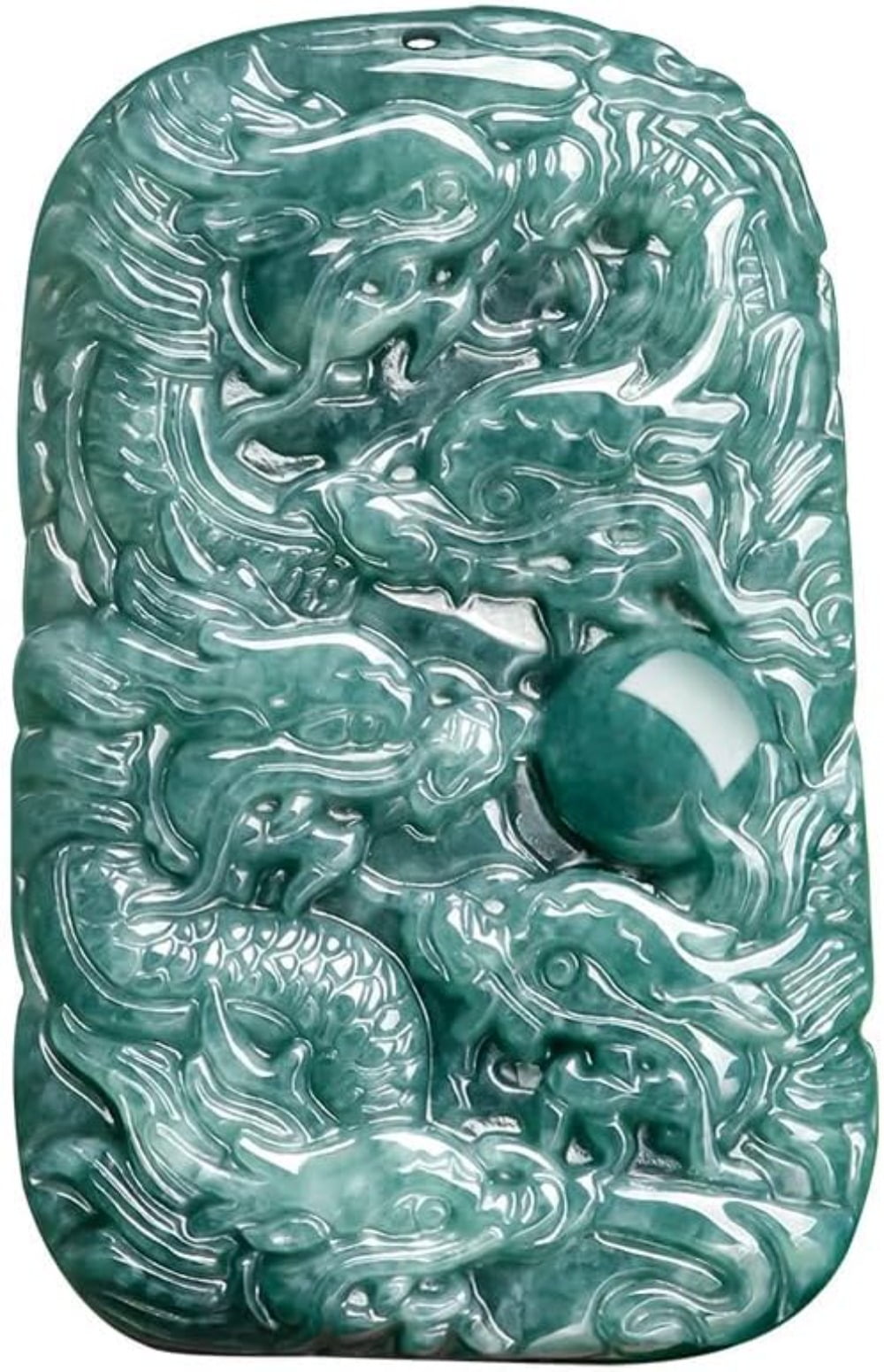 Chinese New Year Blue/Green Ice Jade Dragon Necklace，Kowloon Protector ...