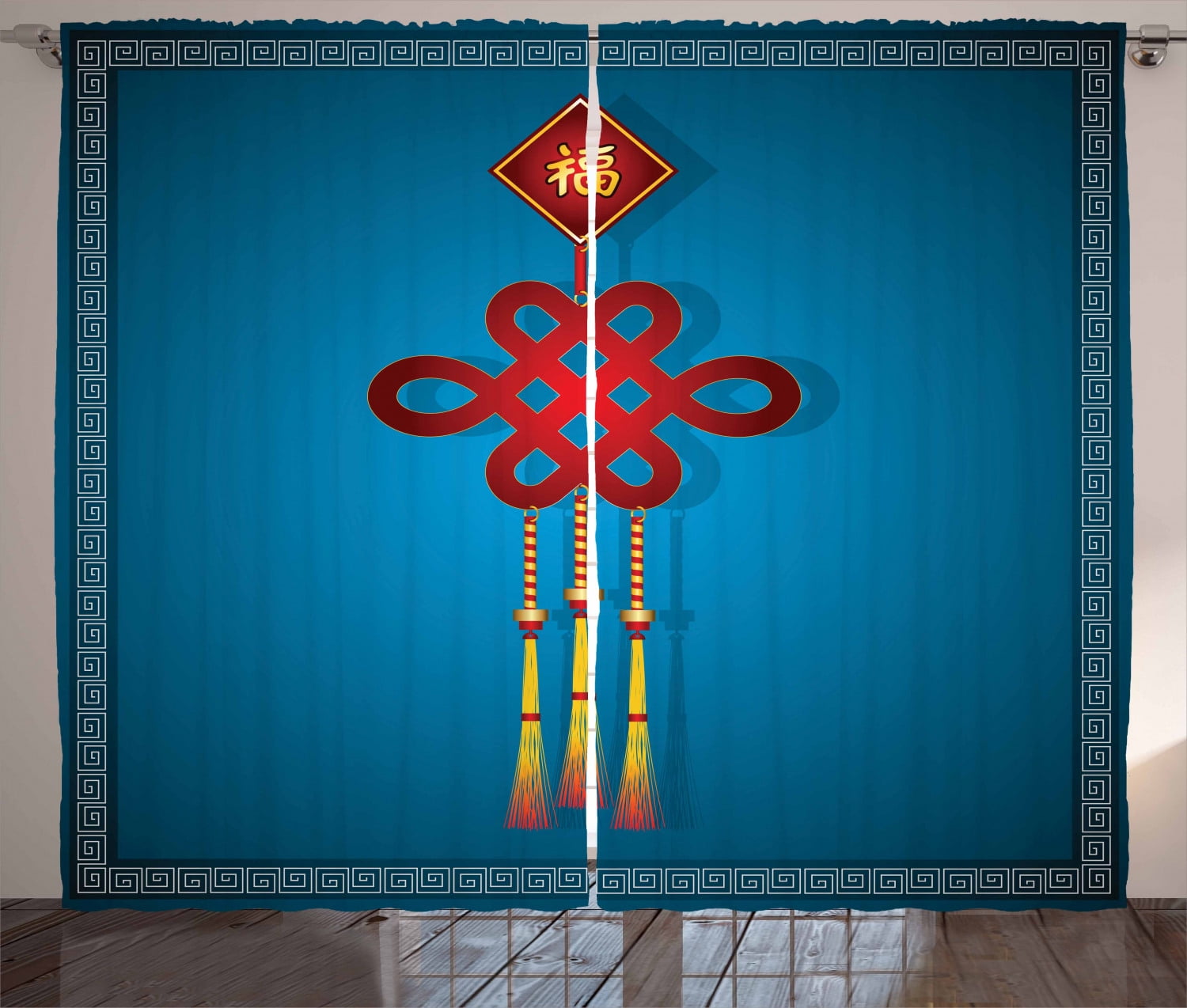 Ambesonne Chinese New Year Curtains 2 Panel Set, Hanging Knot, 108" x ...