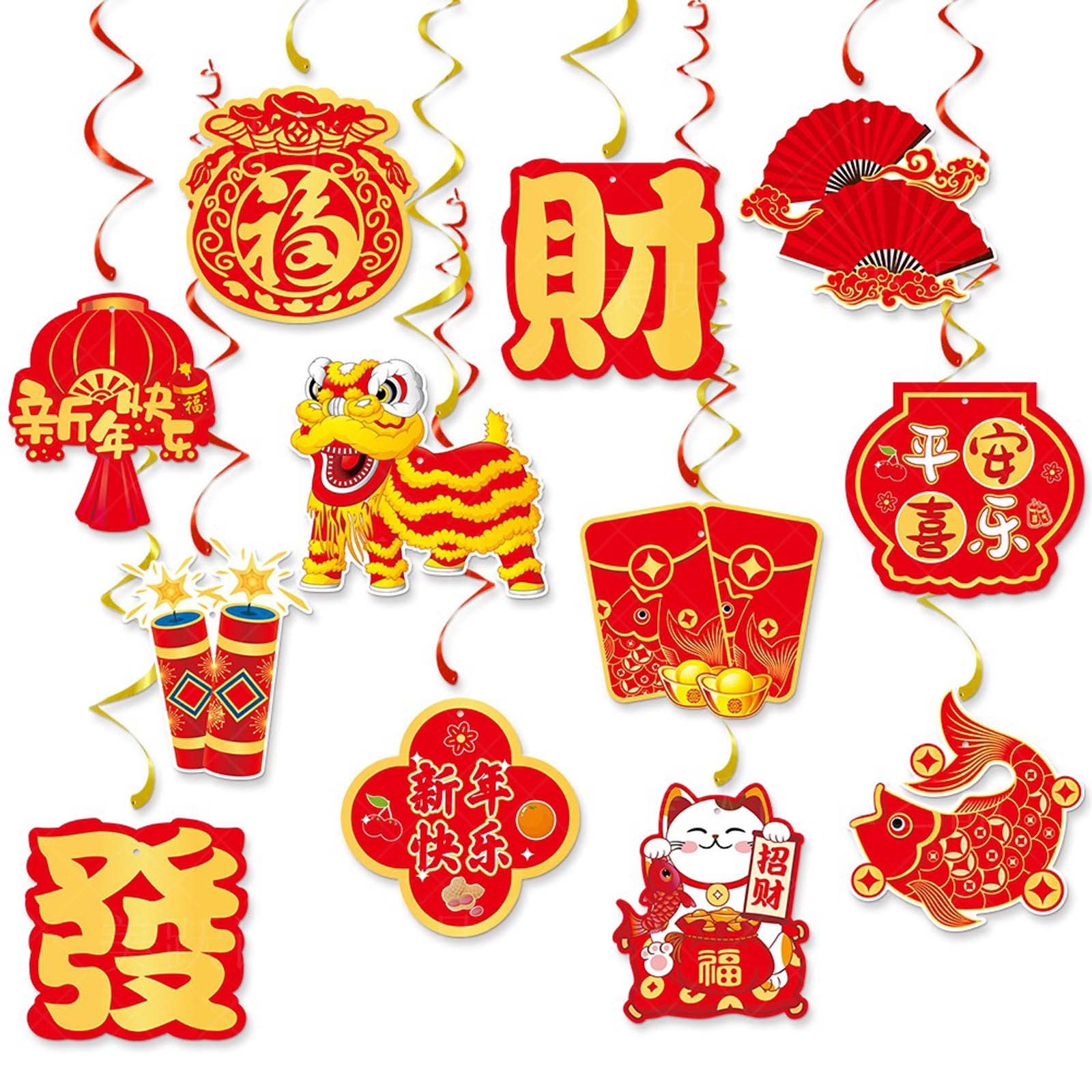 Chinese New Year Decorations 2025, 12Pack Lunar New Year Decorations ...