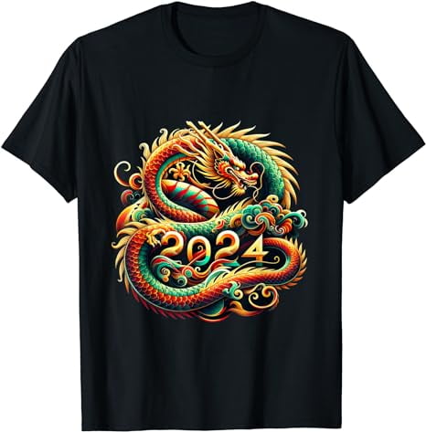 Chinese New Year Dragon 2024 Celebratory Mythical Creature T-Shirt ...