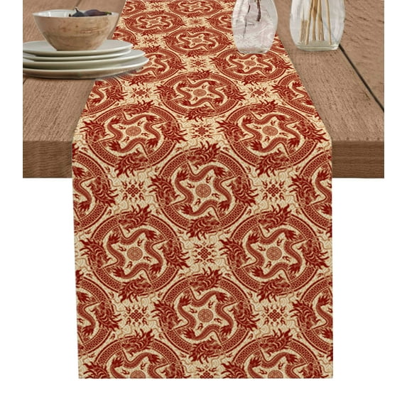 Chinese New Year Dragon Red Bottom Table Runner ration Home r Dinner ...