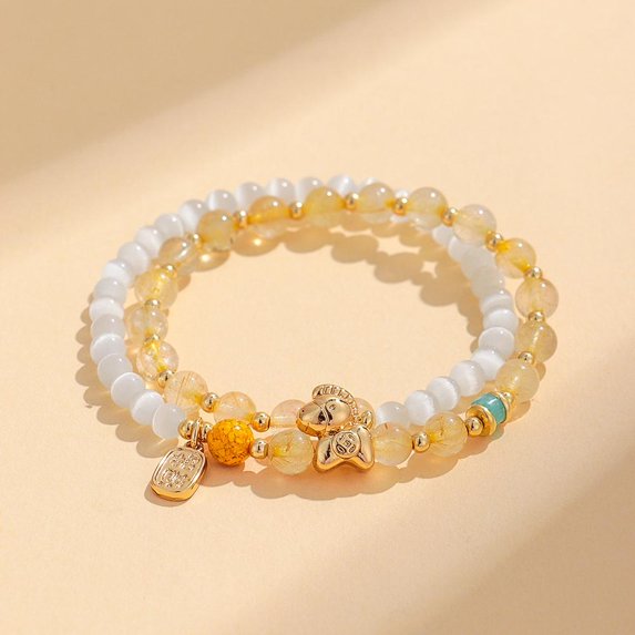 Chinese New Year Horse Bracelet, Double Layer Beads Horse Bracelet ...