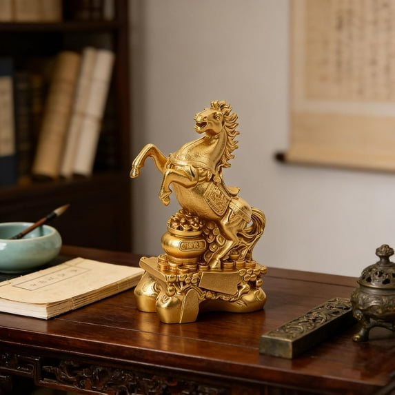Chinese New Year Horse Statue, 2026 Golden Feng Shui ZodiacHorse ...