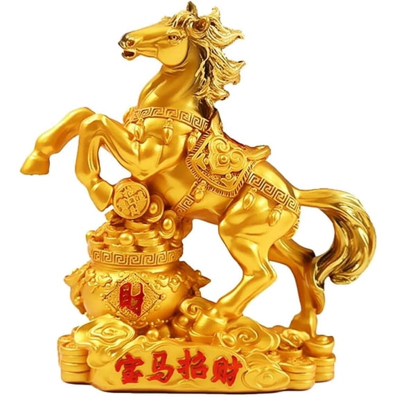 Chinese New Year Horse Statue, Feng Shui Zodiac Resin Sculpture with ...