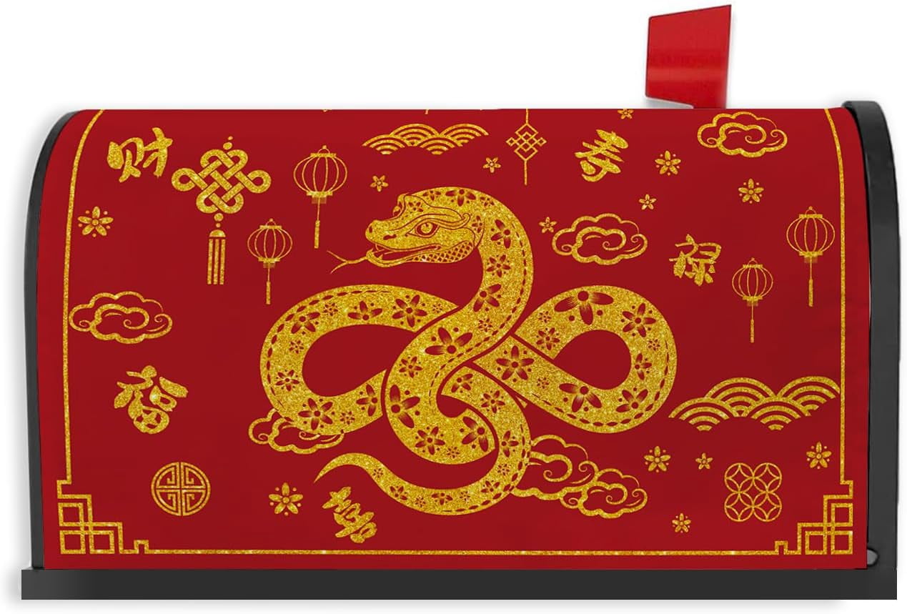 Chinese New Year Mailbox Cover 2025 Year of The Snake Letterbox Covers ...