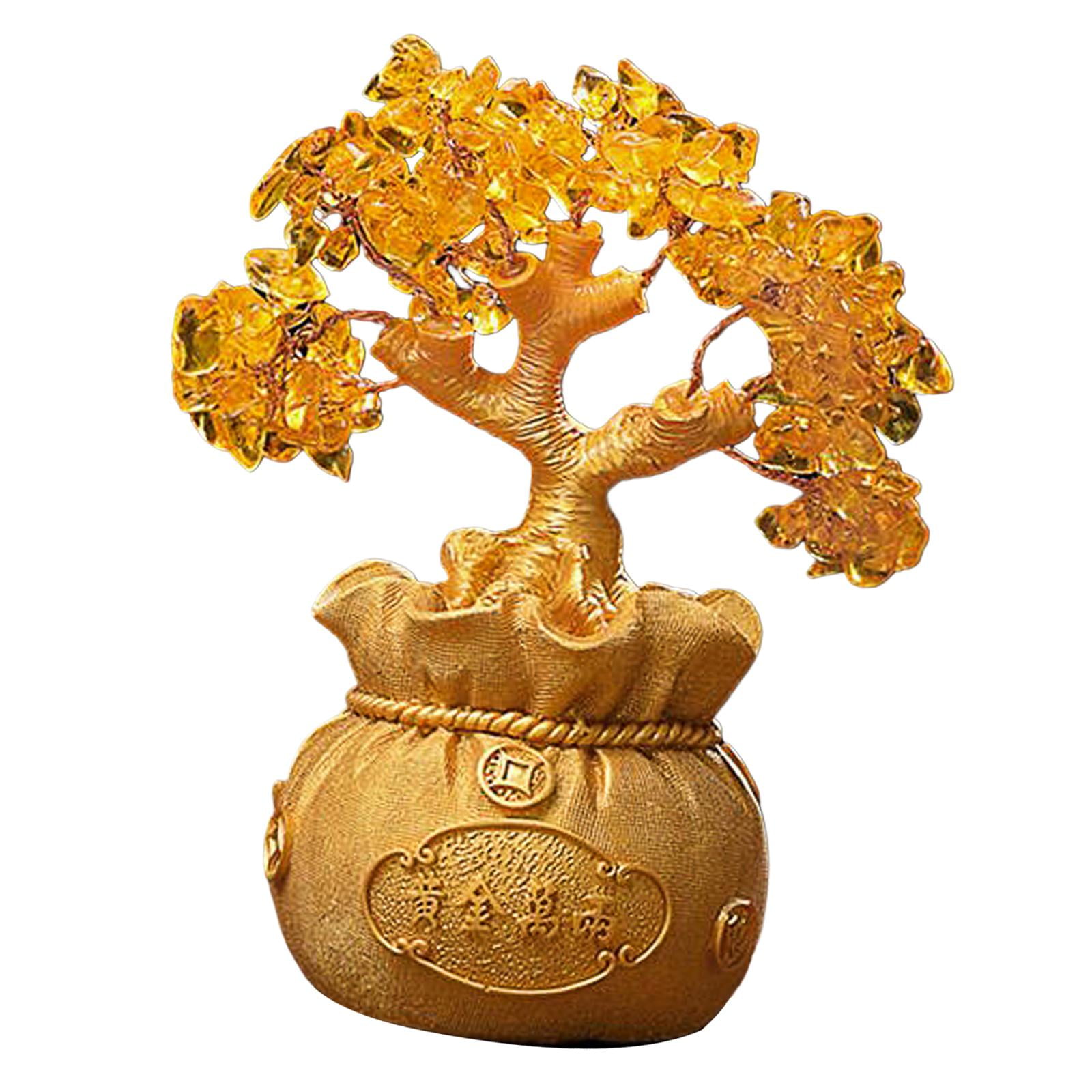 Chinese New Year Money Tree Potted Ornament Gold Lucky Tree Desktop ...