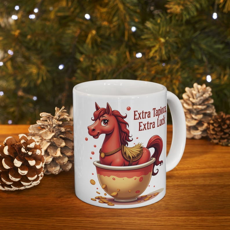 Chinese New Year Mug Horse 2026, Lunar Zodiac Coffee Cup, B1Oba Bubble ...