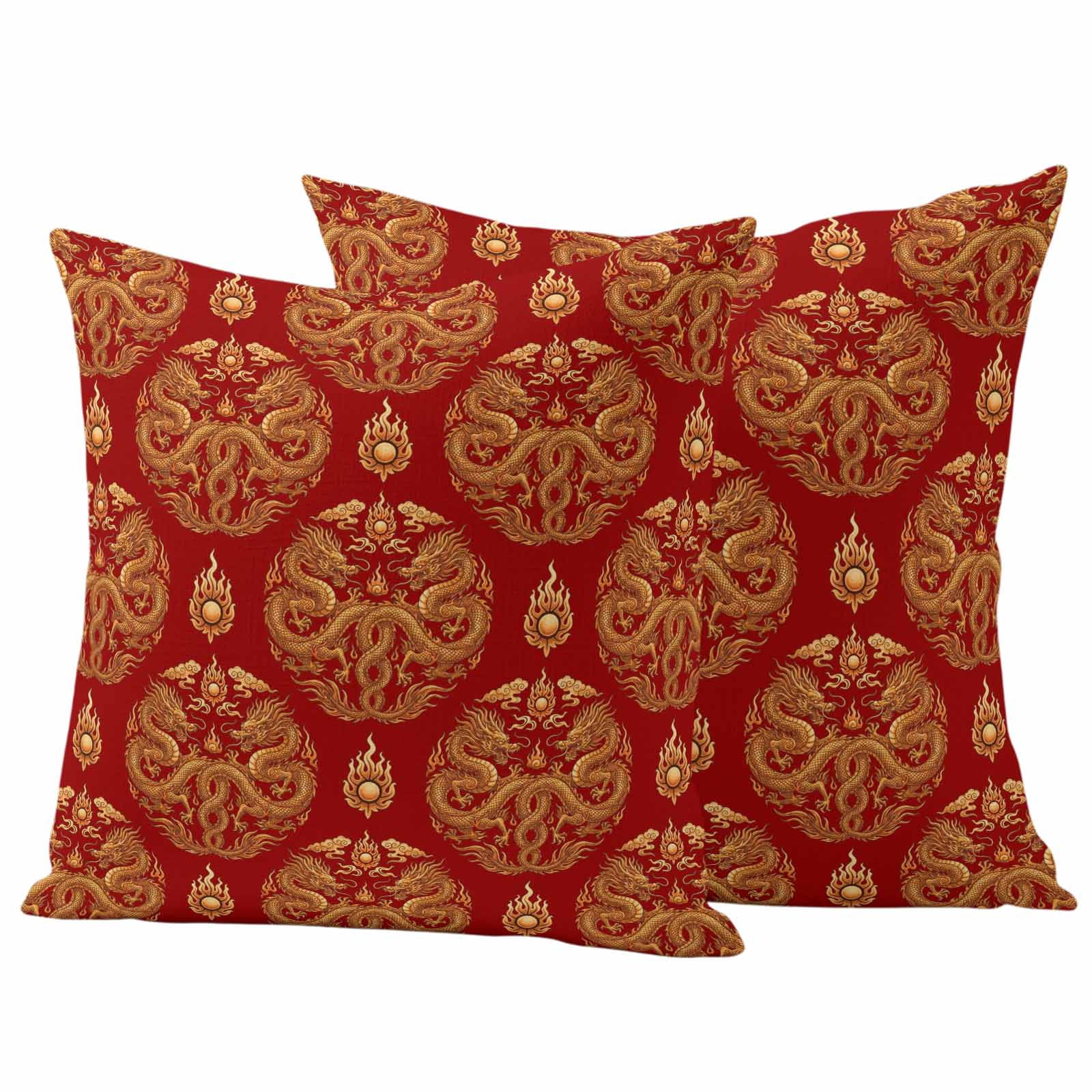 Chinese New Year Outdoor Waterproof Pillow Covers, Yellow Dragon ...
