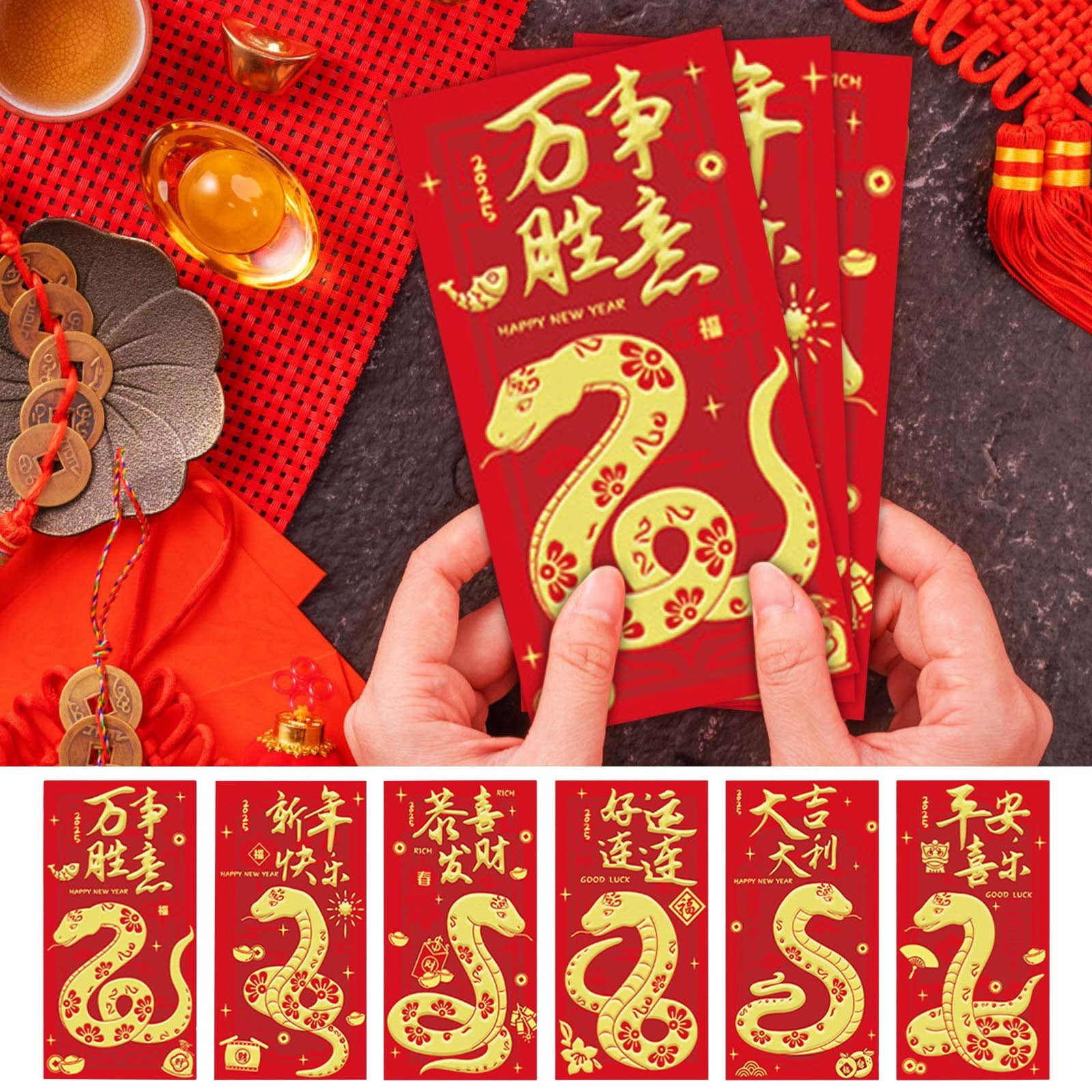 Chinese New Year Red Envelopes 2025 Snake Cute 3D Lunar New Year Lucky ...