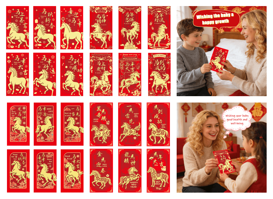 Chinese New Year Red Envelopes, 6 Pcs Lunar New Year Red Envelopes 2026 ...