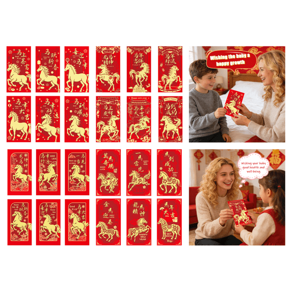 Chinese New Year Red Envelopes, 6 Pcs Lunar New Year Red Envelopes 2026 ...