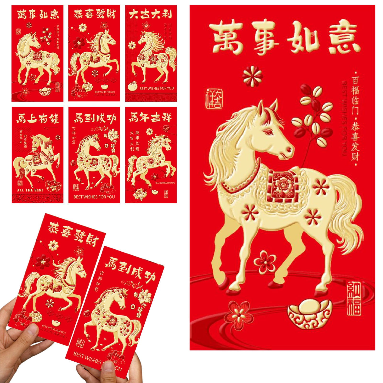 Chinese New Year Red Envelopes Horse 2026 Year Of Red Packets Wallets ...