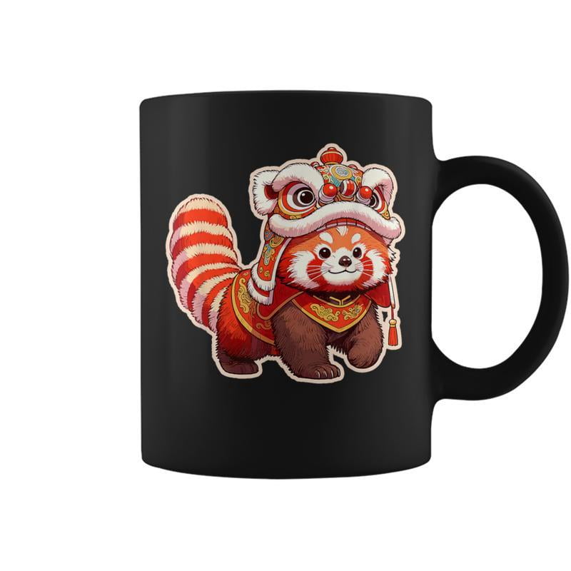 Chinese New Year Red Panda Lion Dance Lunar New Year 2024 Coffee Mugs ...