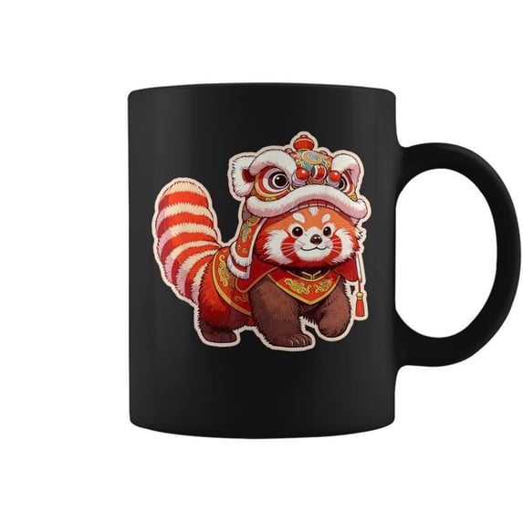Chinese New Year Red Panda Lion Dance Lunar New Year 2024 Coffee Mugs ...