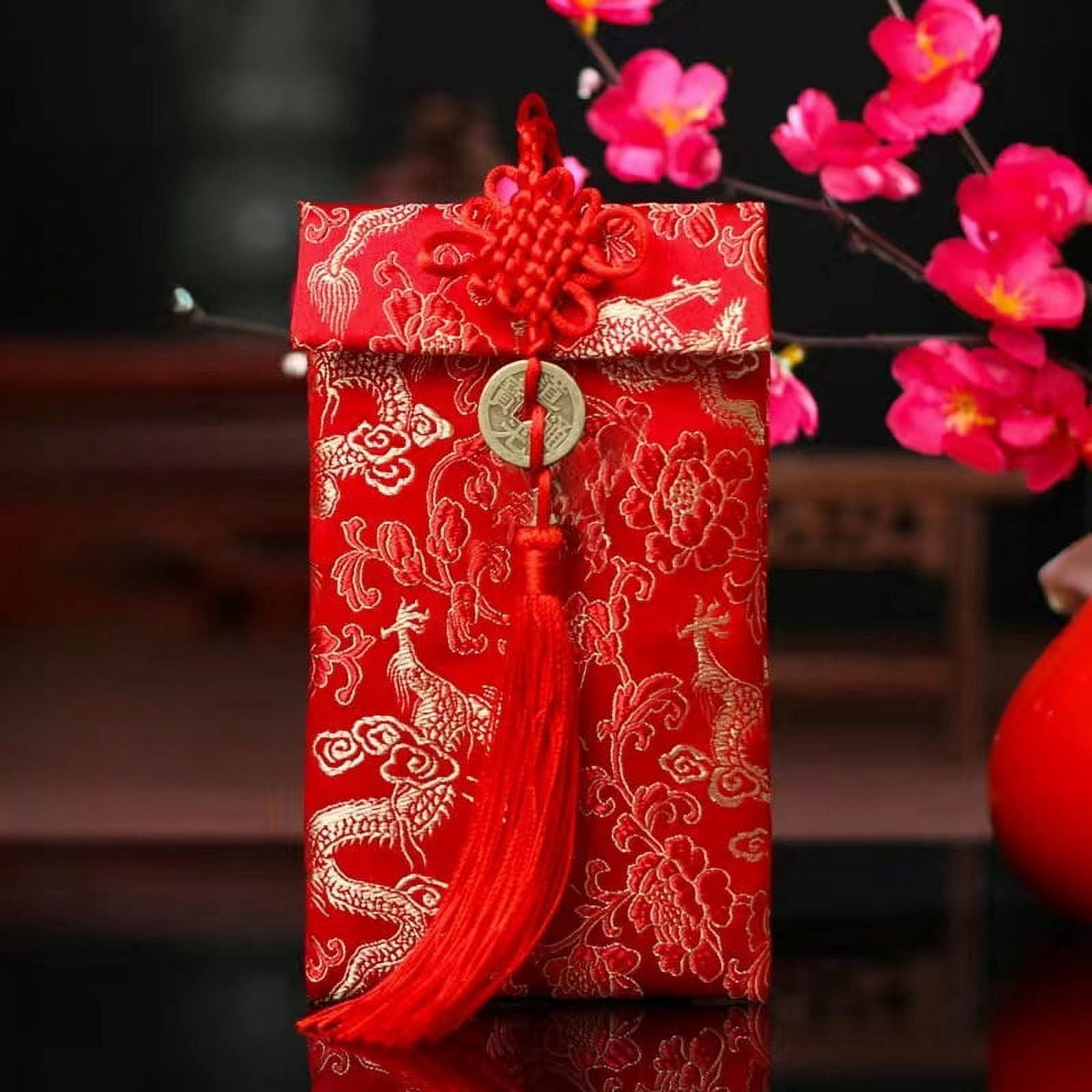 Chinese New Year Silk Red Envelopes, Lucky Money Red Packet, Lucky Coin ...