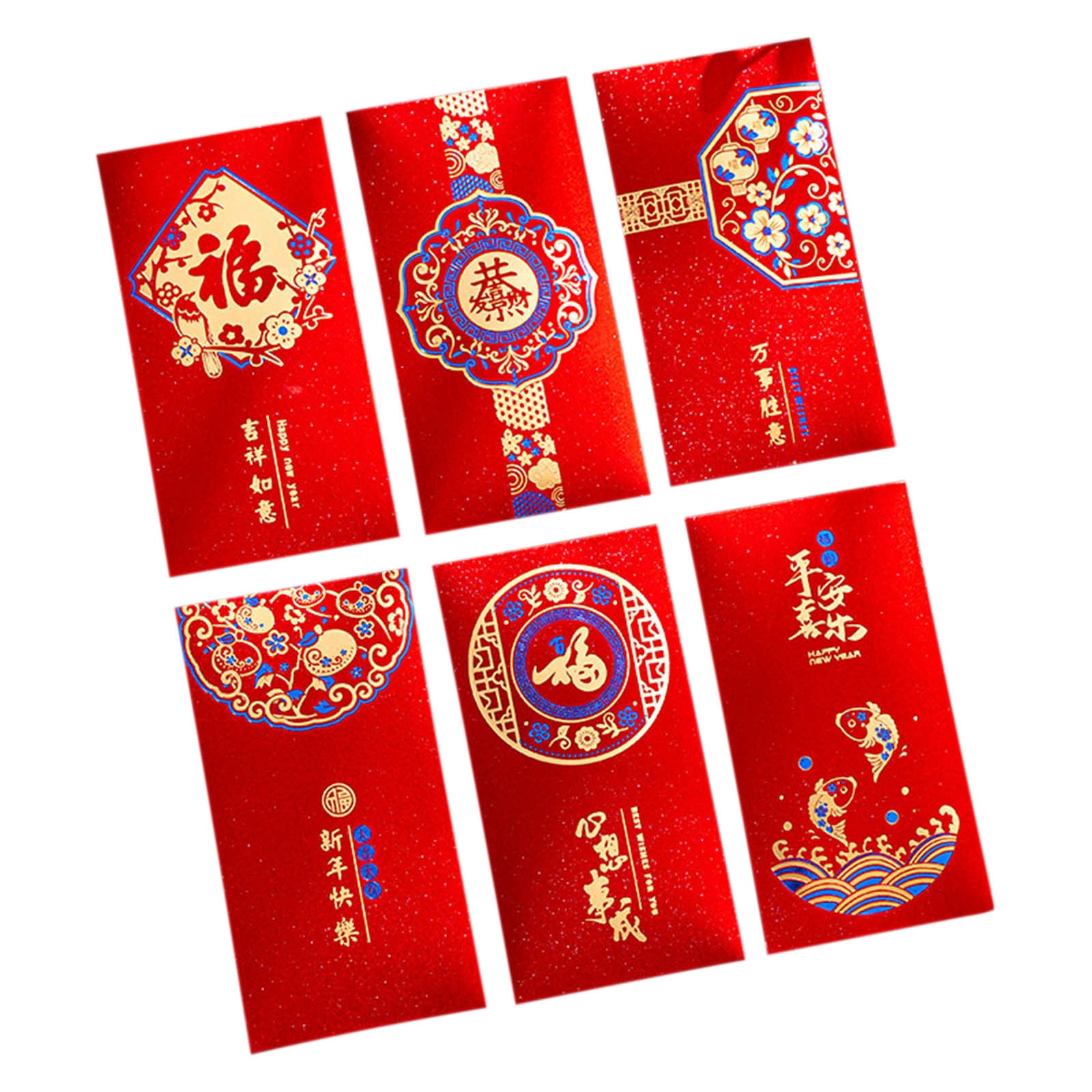 Chinese New Year Snake Red Envelopes - 6 Pack, Gold Stamped Money Gifts ...