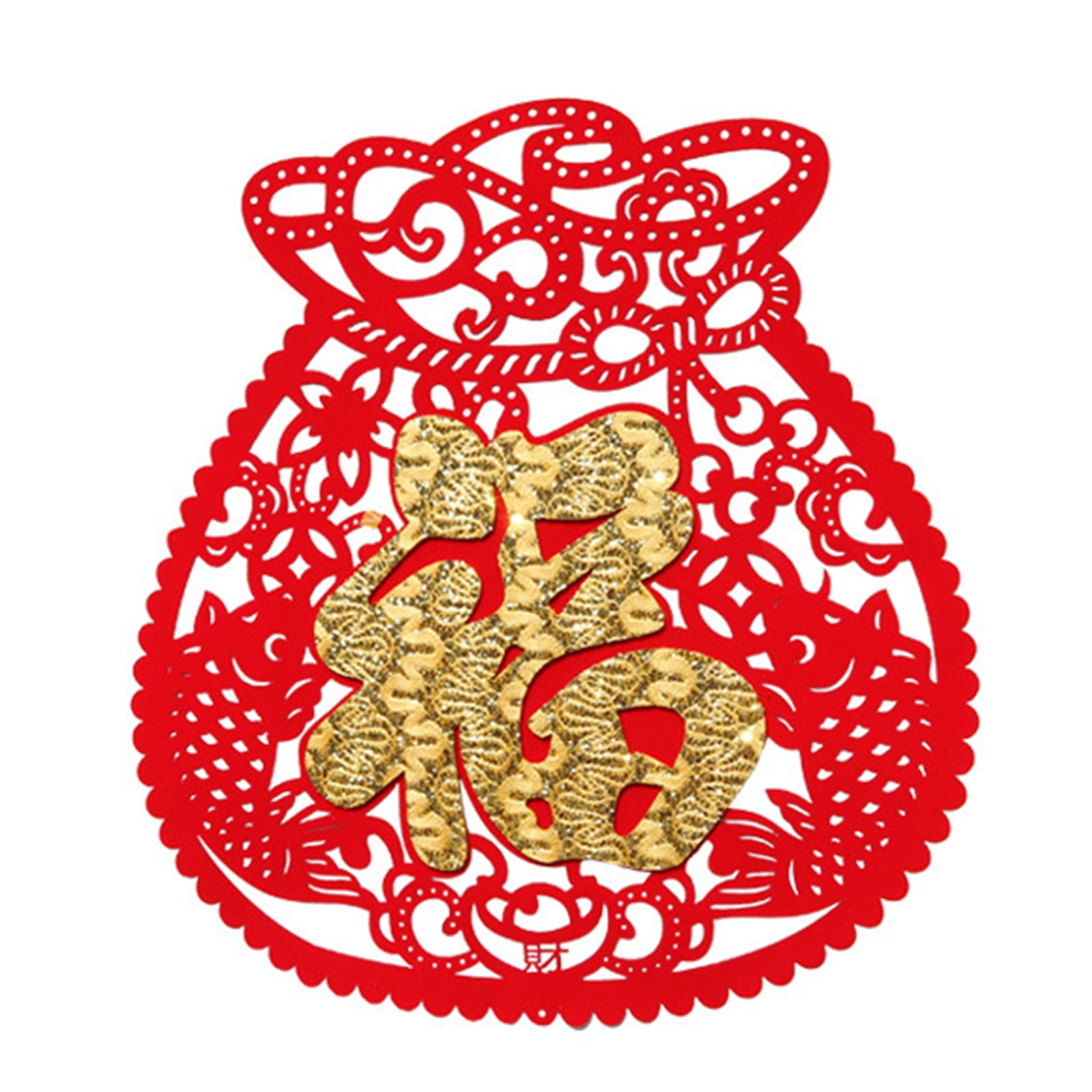 Chinese New Year Window Sticker Fu Character Felt Cutting Paper Decal ...