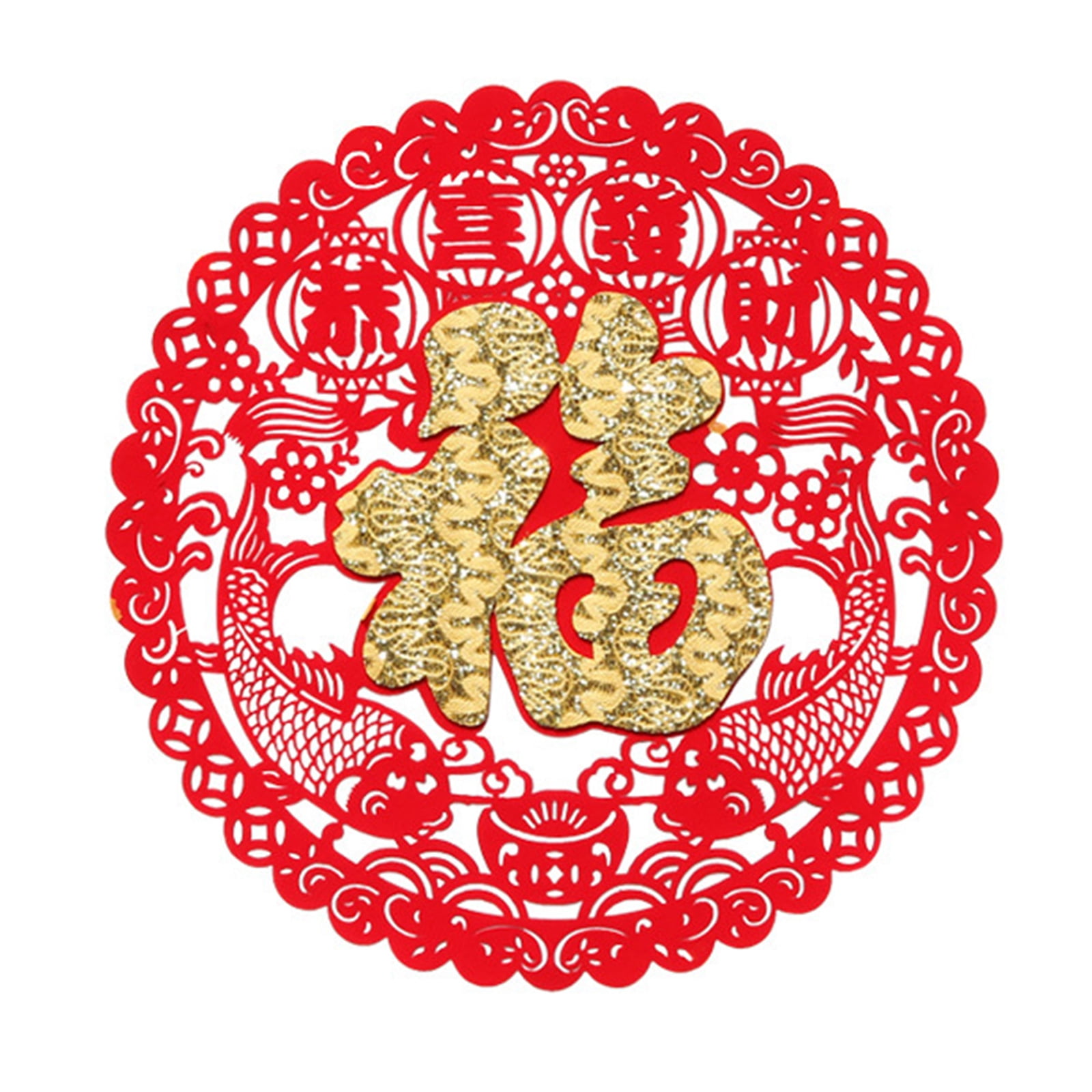 Chinese New Year Window Sticker Fu Character Felt Cutting Paper Decal ...