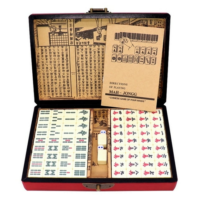 Large Chinese Numbered Mahjong Set for Adults, 144 Tiles Portable Set ...