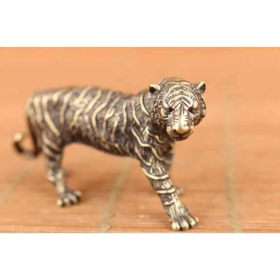 Chinese Old Bronze Art Tiger Statue Figure Collectable Good Stand Rare ...