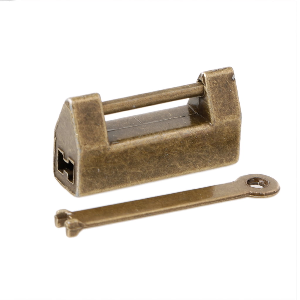 Chinese Old Style Lock Vintage Brass Padlock Wedding Jewelry Box Catch ...
