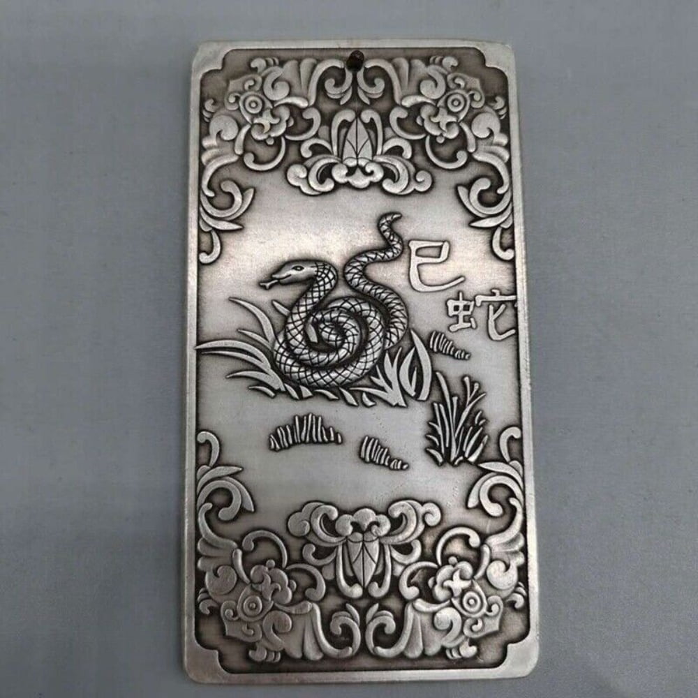 Chinese Old Tibet Carving Zodiac Snake Pendant Waist Tag Amulet ...