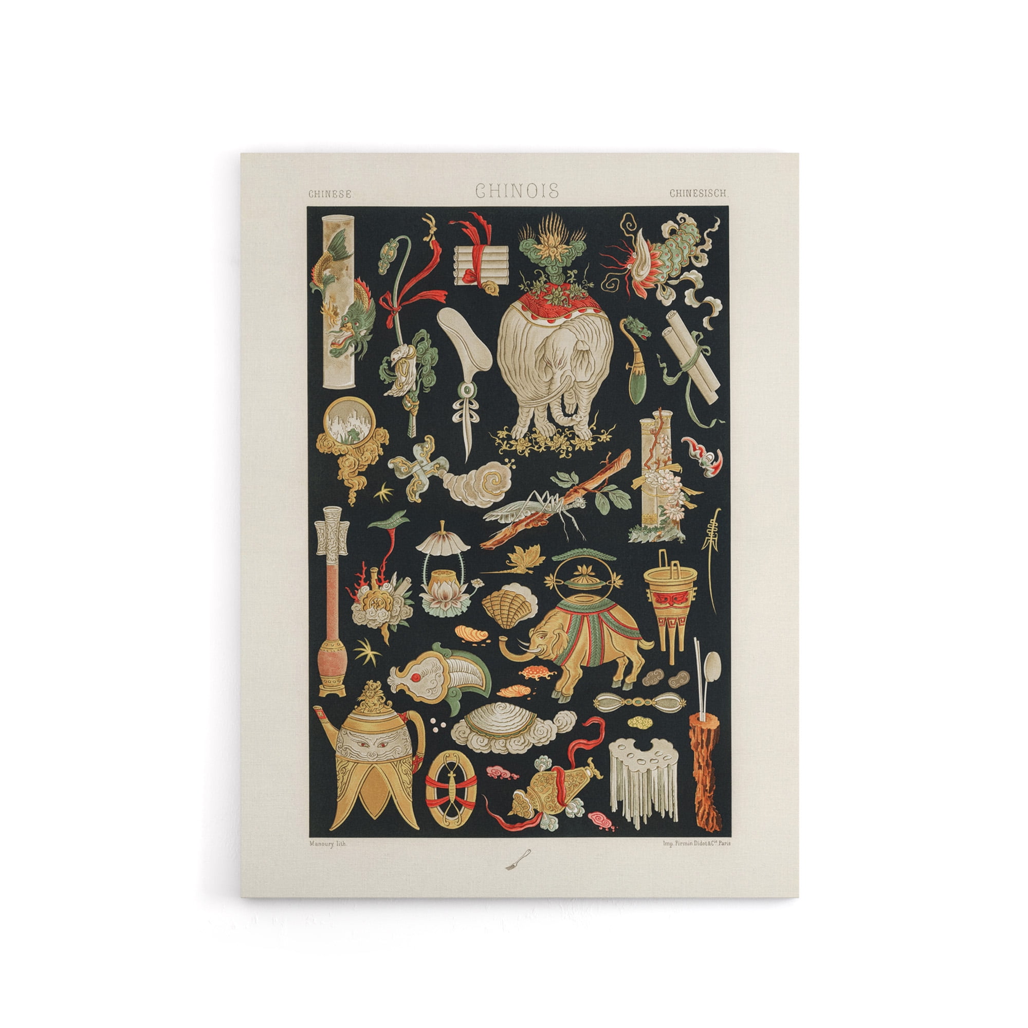Chinese Ornamental Objects Racinet Vintage Canvas Wall Art 12X16 ...