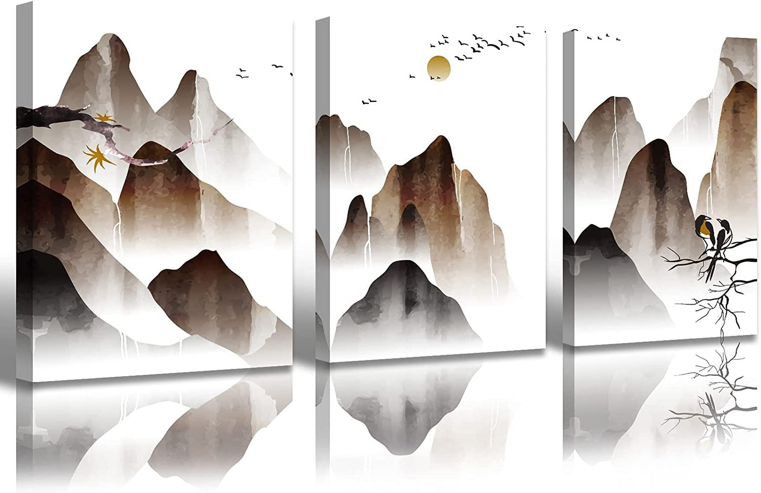 Chinese Painting Abstract Landscape Wall Art Asian Decor for Home Misty ...