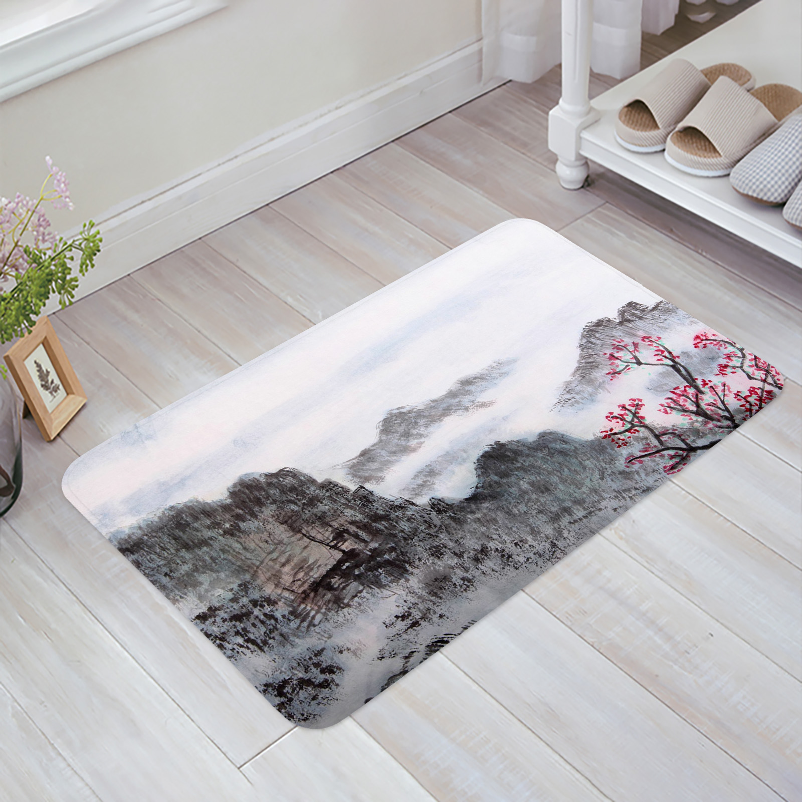 Chinese Painting Forest Flowers Mountain Kitchen Doormat Bedroom Bath ...