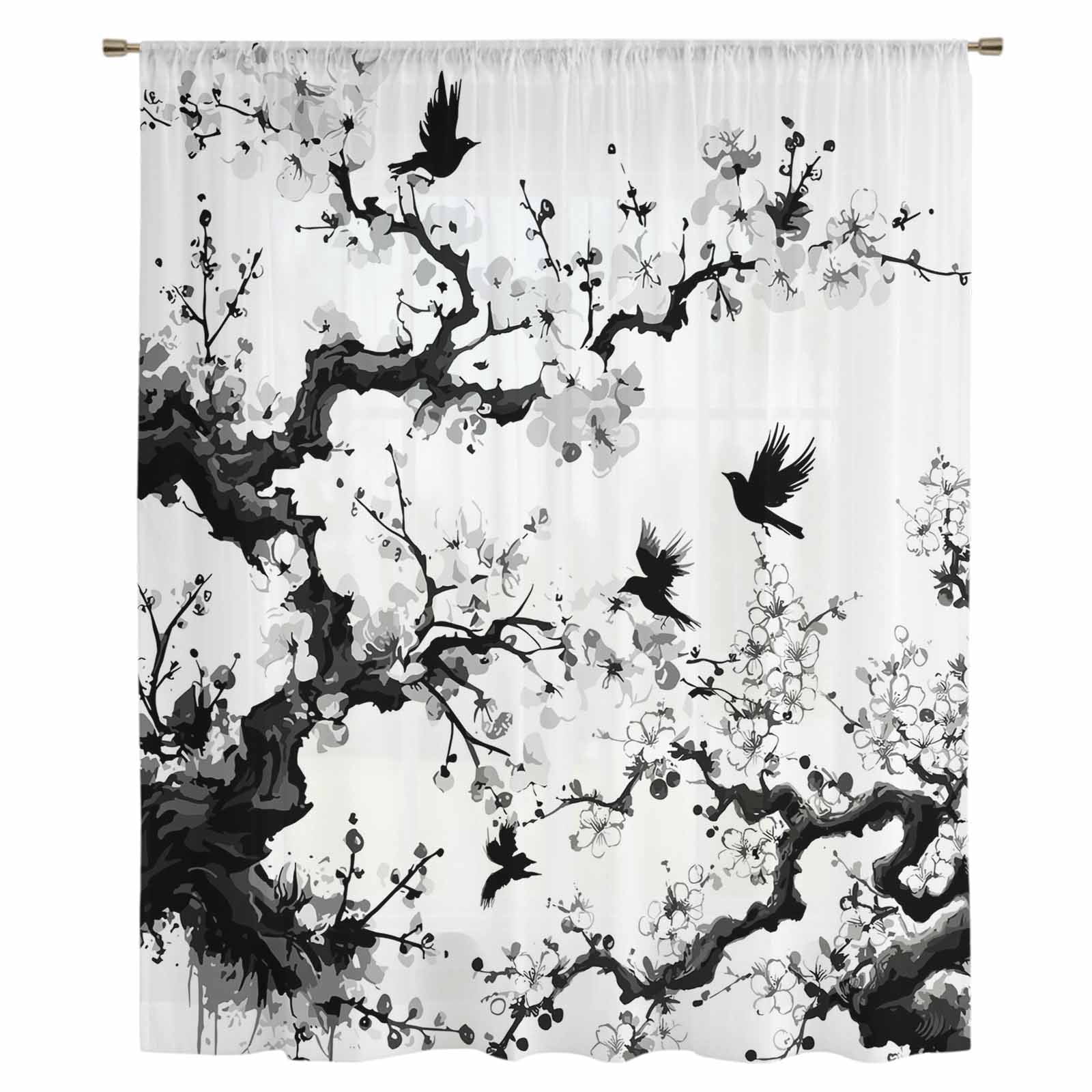 Chinese Painting Sheer Curtains 45 Inches Long, Traditional Culture ...