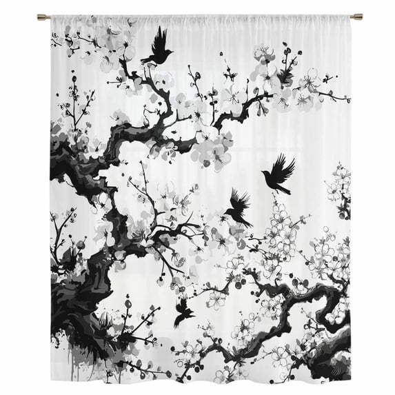Chinese Painting Sheer Curtains 45 Inches Long, Traditional Culture ...