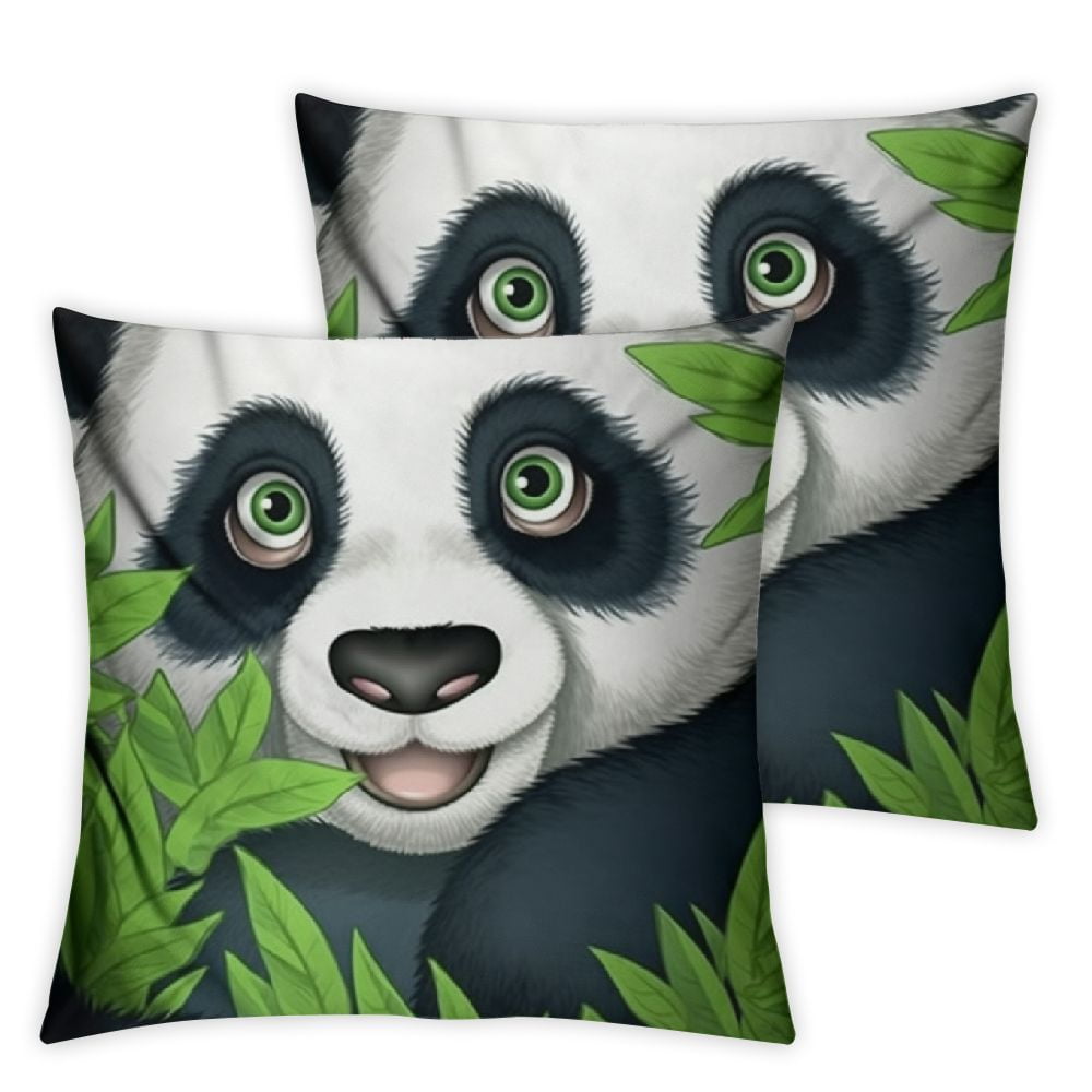 Chinese Panda Eating Bamboo Rectangle Throw Pillow Cover Soft Coral ...