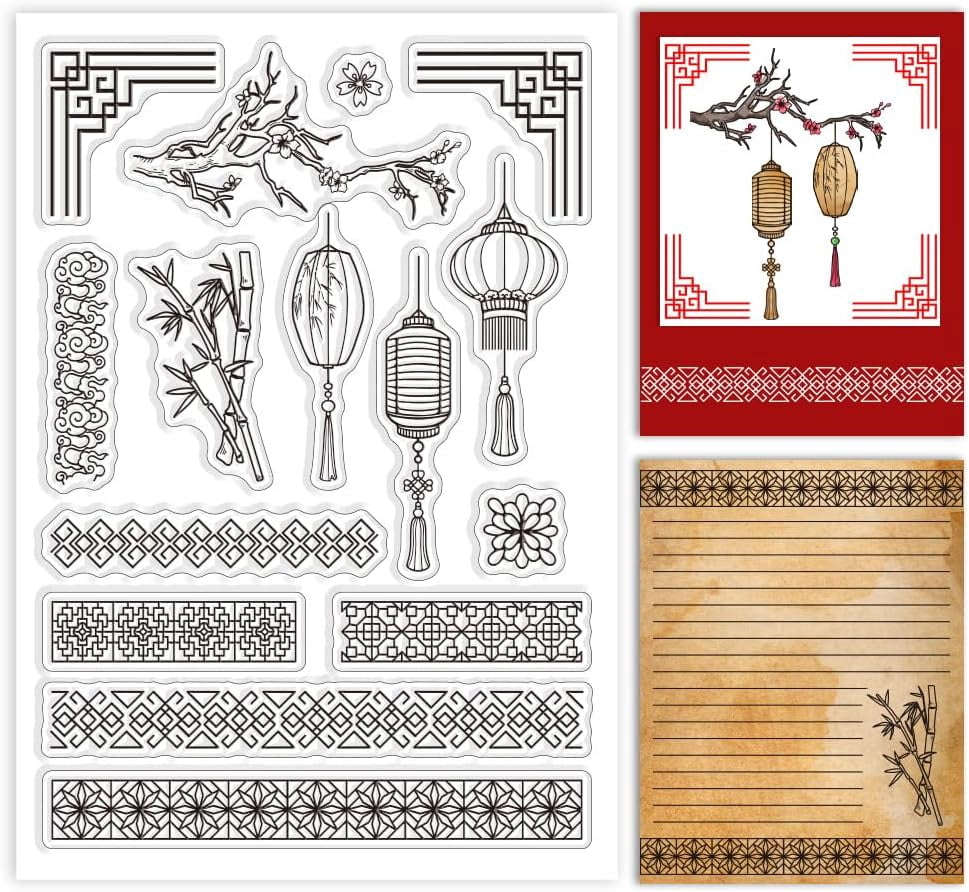 Chinese Patterns Clear Stamps for Card Making Lantern Rubber Stamps ...