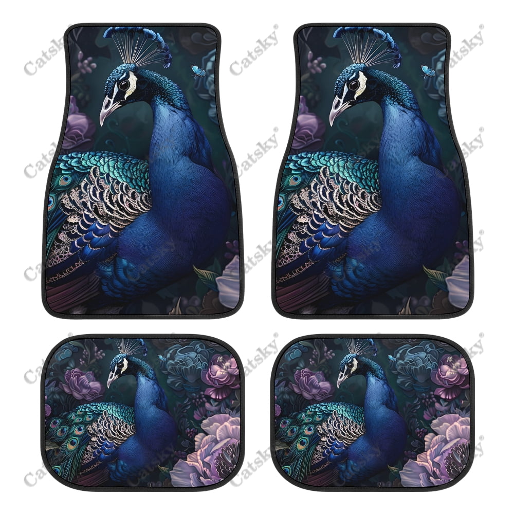 Chinese Peacocks Painting Car Auto Floor Mats Carpet 4PCS Customized ...