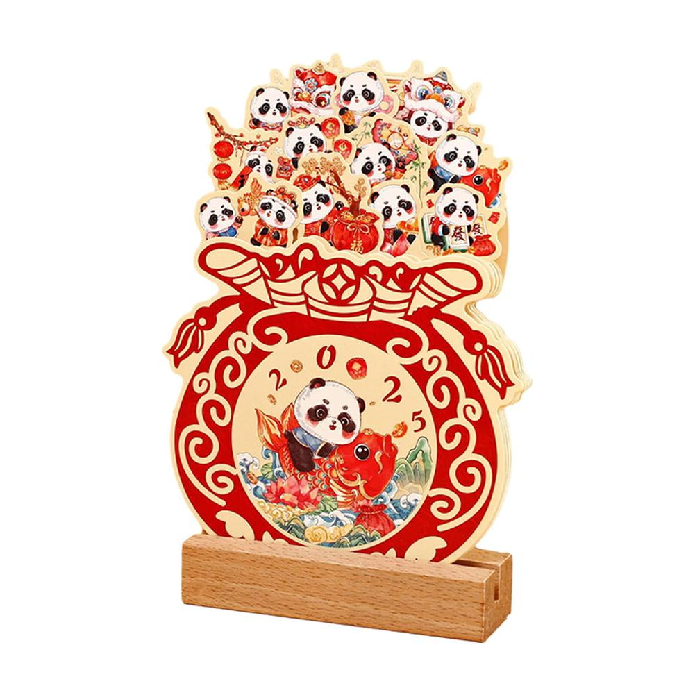 Chinese Peking Opera Panda Calendar Creative Wooden Base Desk Calendar ...