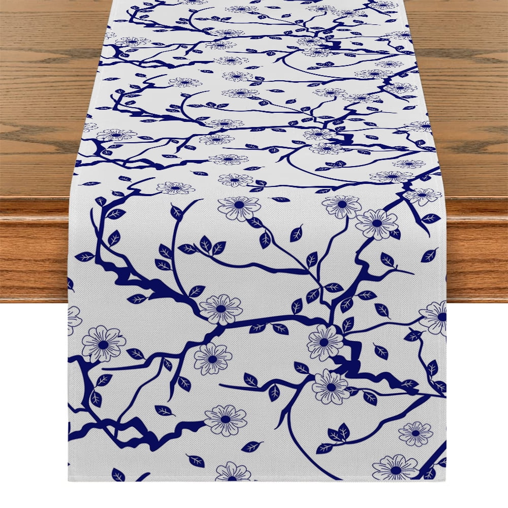 Chinese Plant Flowers Blossom Table Runner Wedding ration Cloth Dining ...