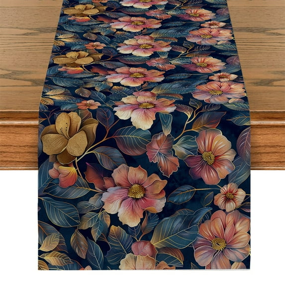 Chinese Plants and Flowers 3D Watercolor Table Runner Kitchen Dining ...