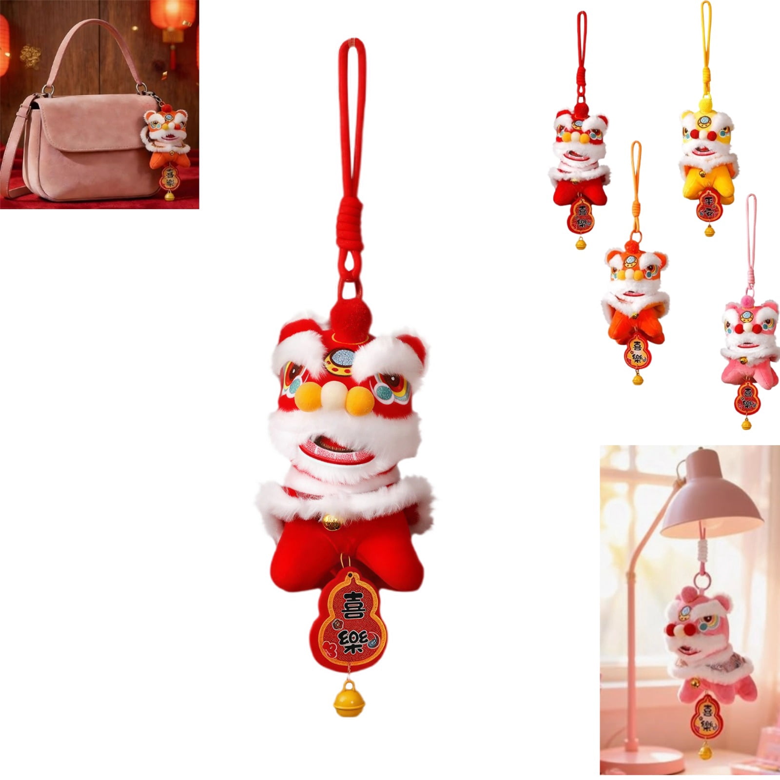 Chinese Plush Keychain - Cute Dance Keychain, Lucky Lion Dance Keychain ...