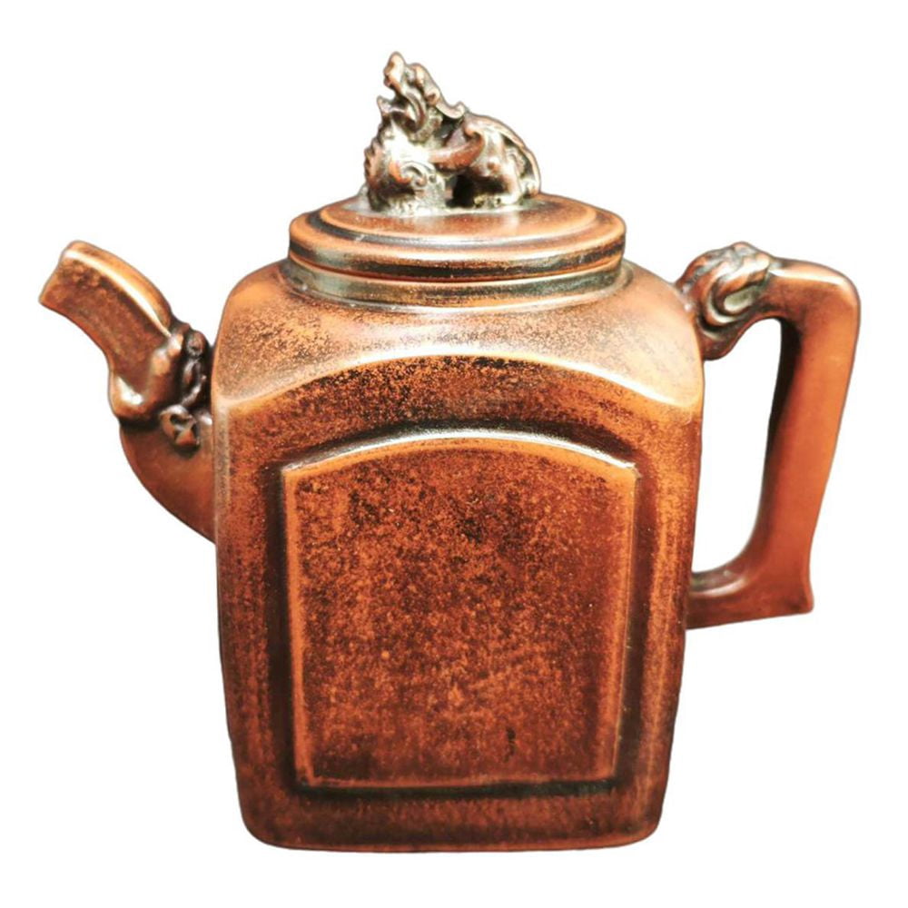 Chinese Purple Clay Pot Ceramic Kettle Set Carved Intricate Beast ...